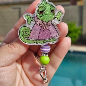 Cute Glitter Badge Reel Tangled Character Retractable Permanent Badge ...