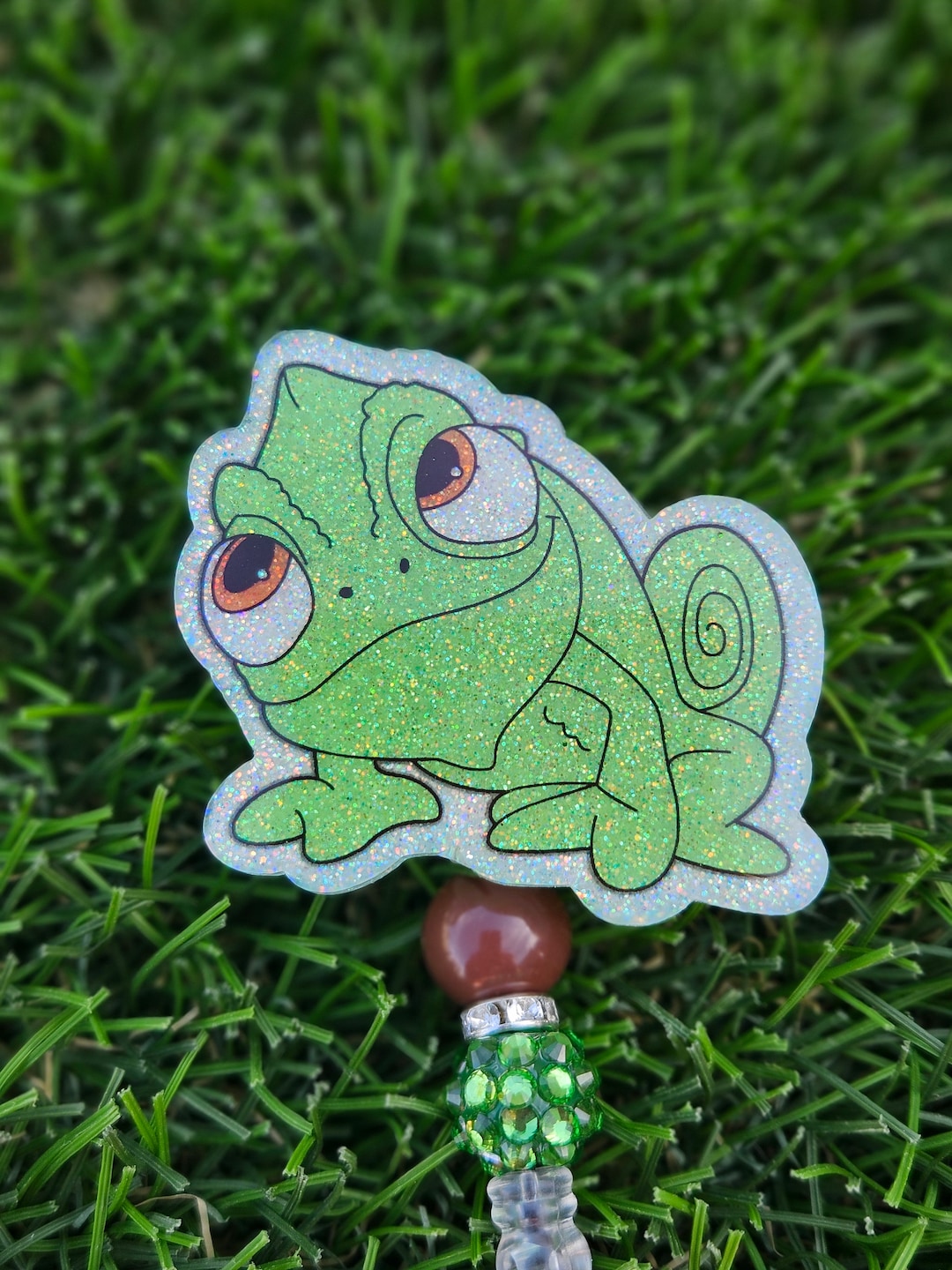 Glitter Badge Reel Retractable Permanent Badge Reel Pascal Lizard ...