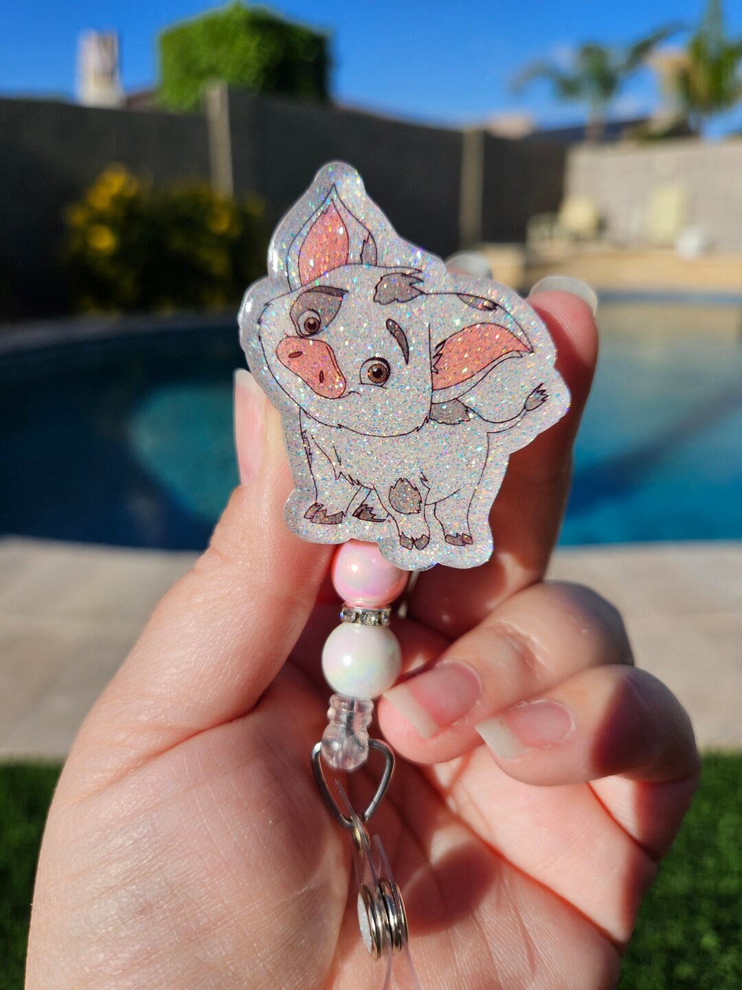 Glitter Badge Reel Retractable Permanent Badge Reel Sidekick Pua Pig ...