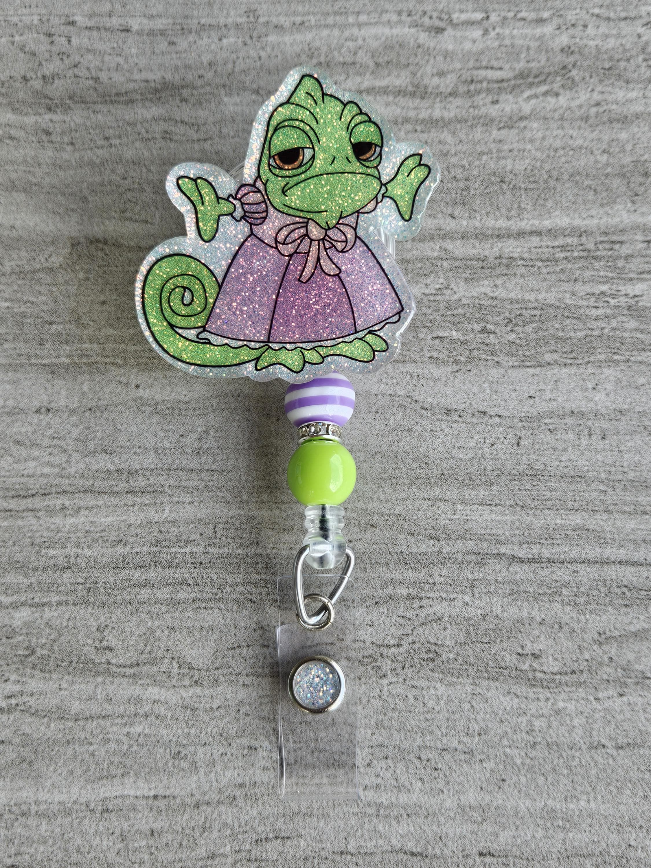 Cute Glitter Badge Reel Tangled Character Retractable Permanent Badge ...