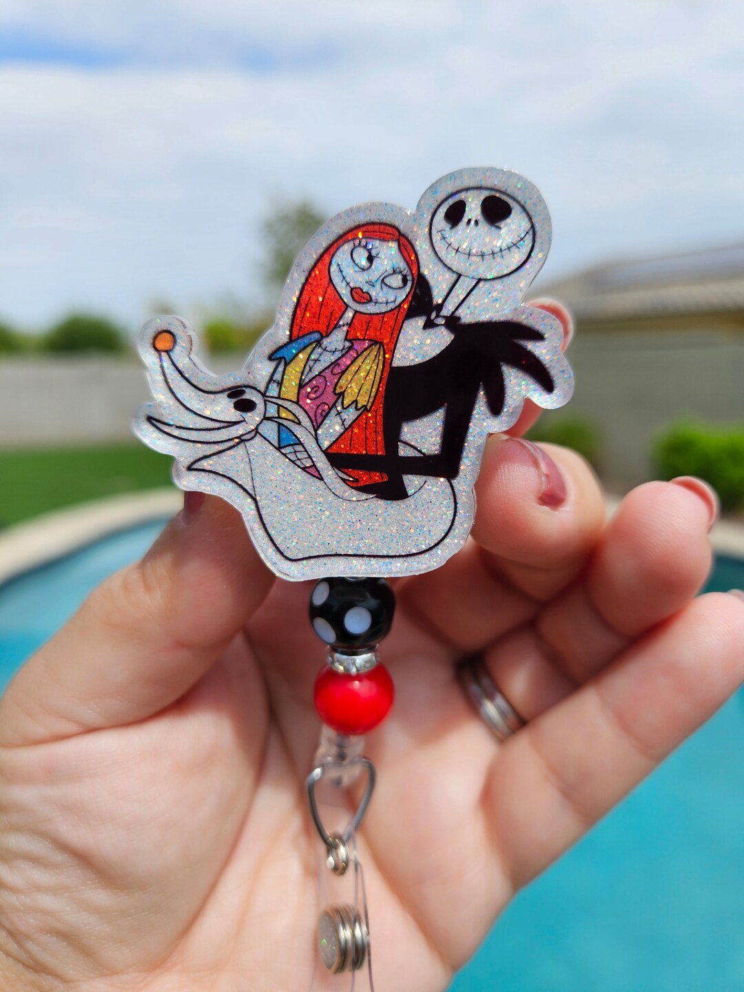 Glitter Badge Reel Retractable Permanent Badge Reel Jack Sally Zero ...