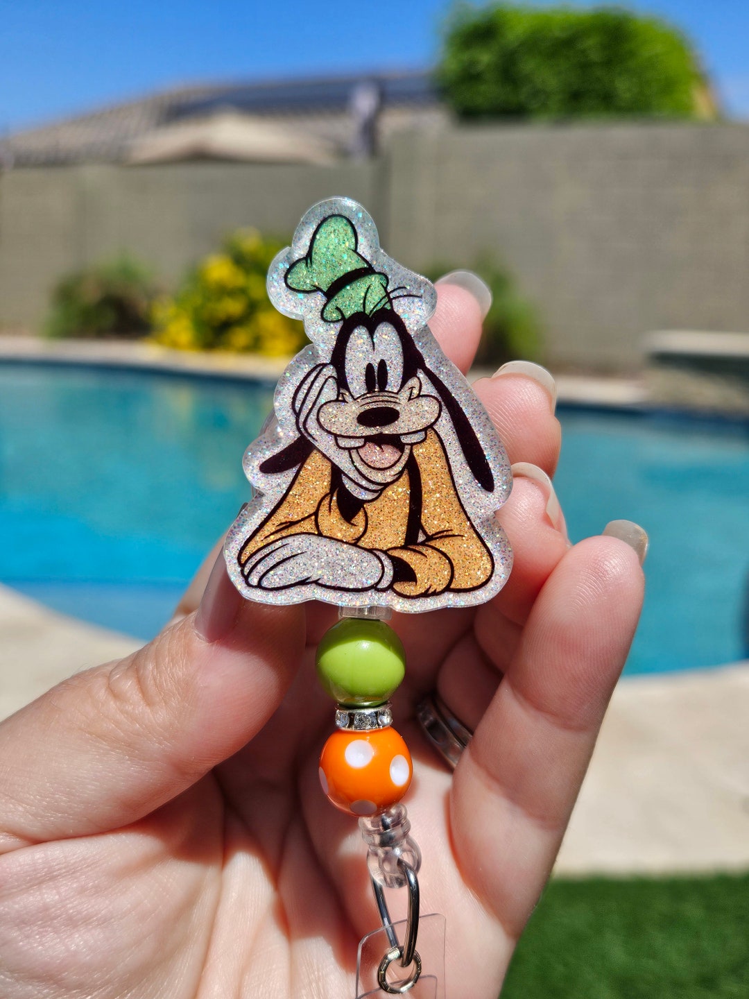Goofy Glitter Badge Reel Retractable Character Badge Reel Goofy Fab 5 ...