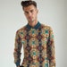Men's 70s Inspired Floral Knit Polo | Vintage 70s Style Teal Polo Shirt ...
