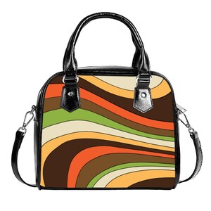 Groovy 70s Style Handbag, 70s Purse Style, Retro Handbag, Brown Stripe ...