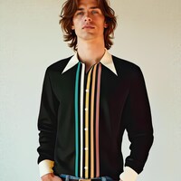 70s Shirt Style, Retro Polo Shirt Men, Men's 70s Wing Collar Shirt, 70s ...