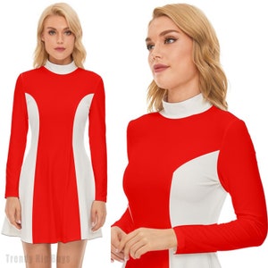 60s Dress Style, Mod Dress, Red Mod Dress, Color Block Dress, Red GOGO ...