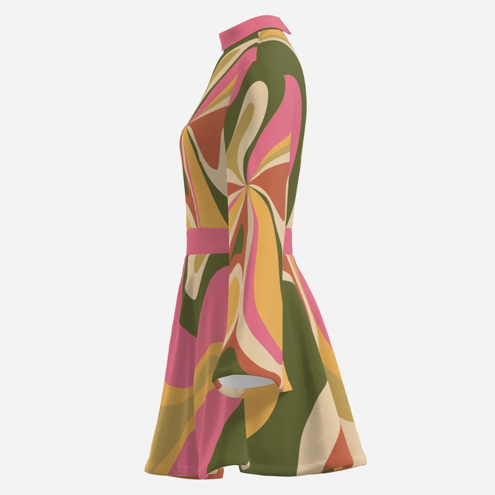 70s Dress Style | Green & Pink Groovy 70s Style Dress | 70s Disco Dress ...
