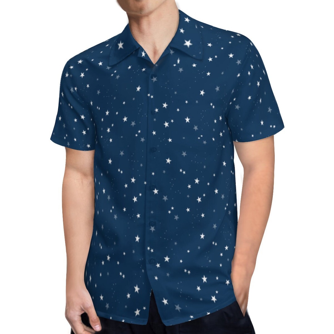 Star Shirt Men, Navy Blue Shirt Men, Short Sleeve Shirt Men, Star Print ...