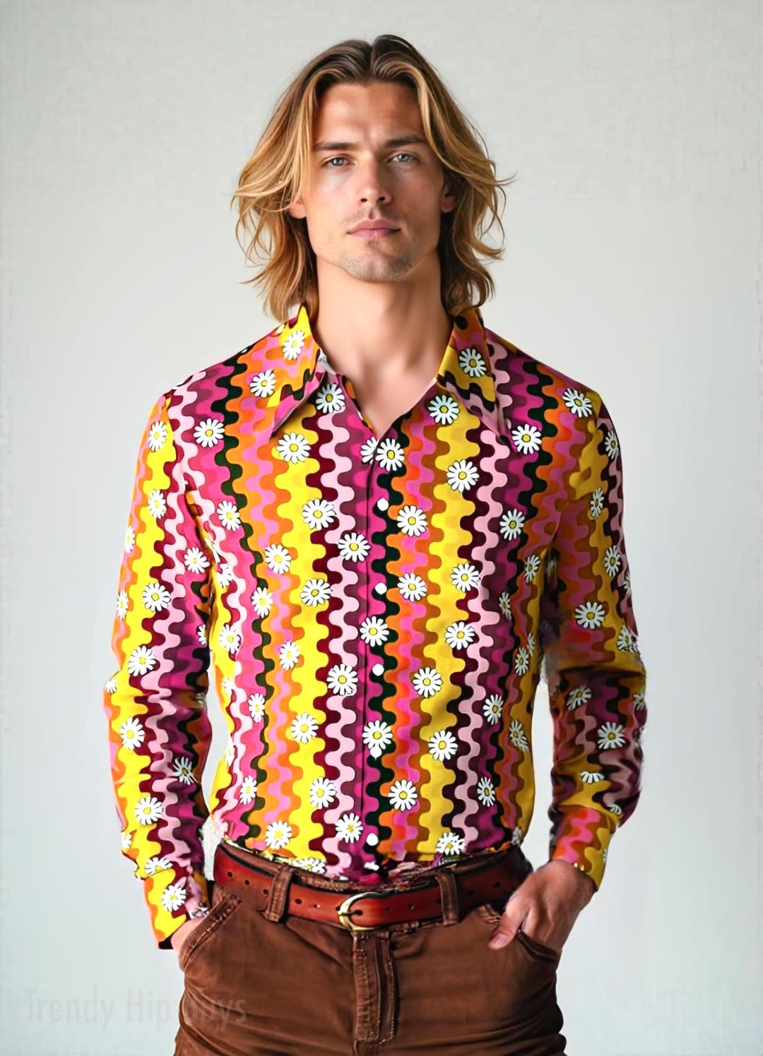 70s Shirt Style, Retro 70s Style Shirt Men, 70s Wing Collar Shirt, 70s ...