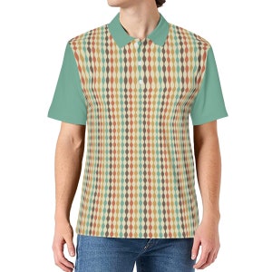 Polo Shirt Men, Retro Shirt Men, 60s Style Top, Men's Polo, Multicolor ...