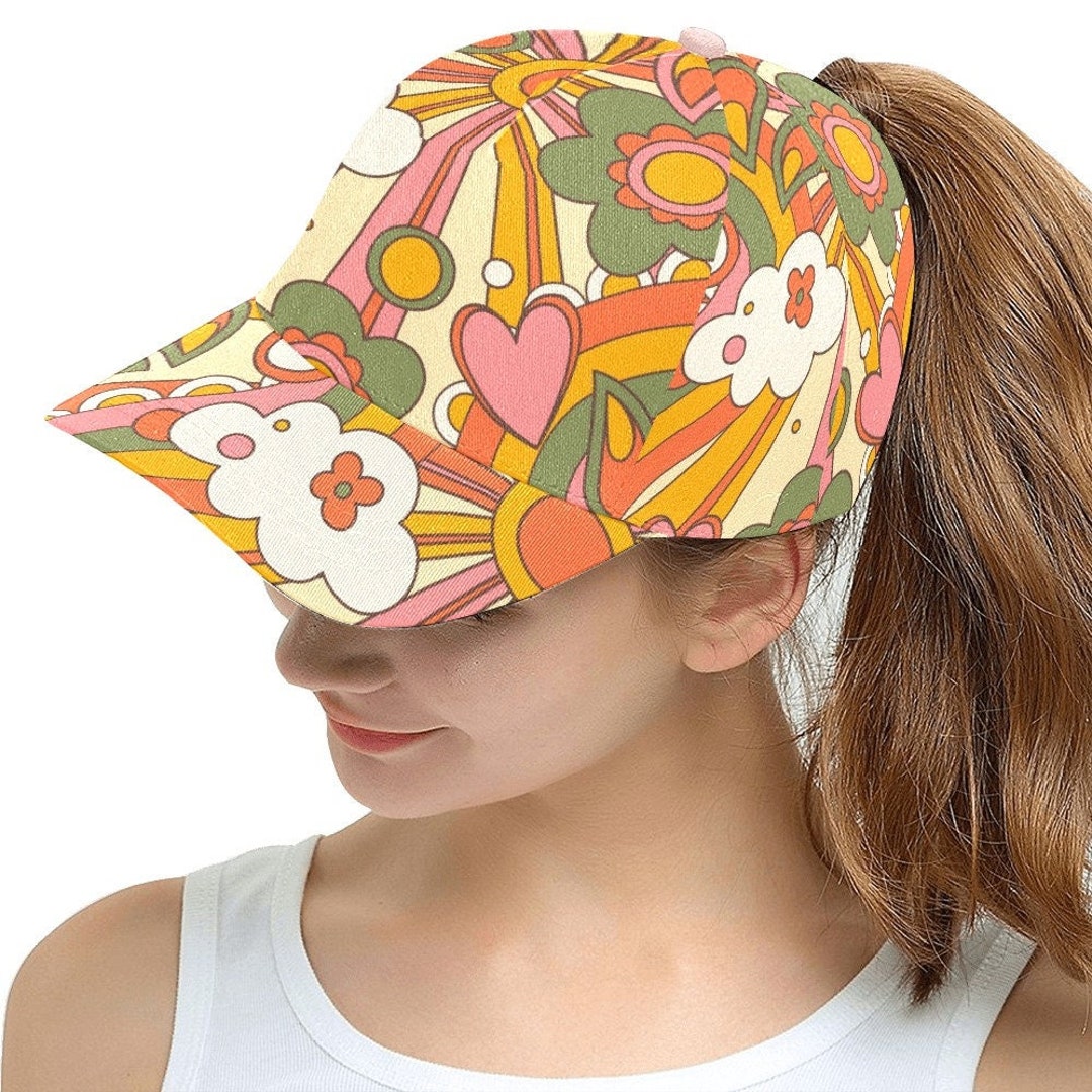 Baseball Hat, 70s Style Women's Baseball Cap, Fashion Hat, Cute Hat ...