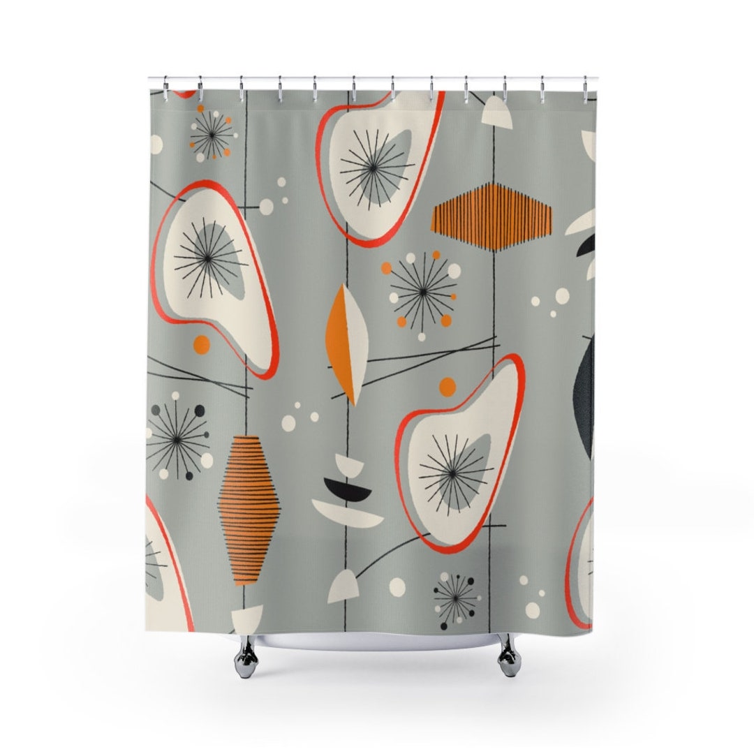 Mid Century Atomic Shower Curtain 60s Print Shower - Etsy