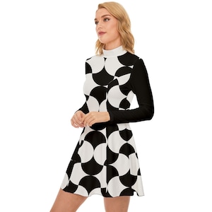 Mod Dress, 60s Dress Style, Black Mod Dress, Black and White Color ...