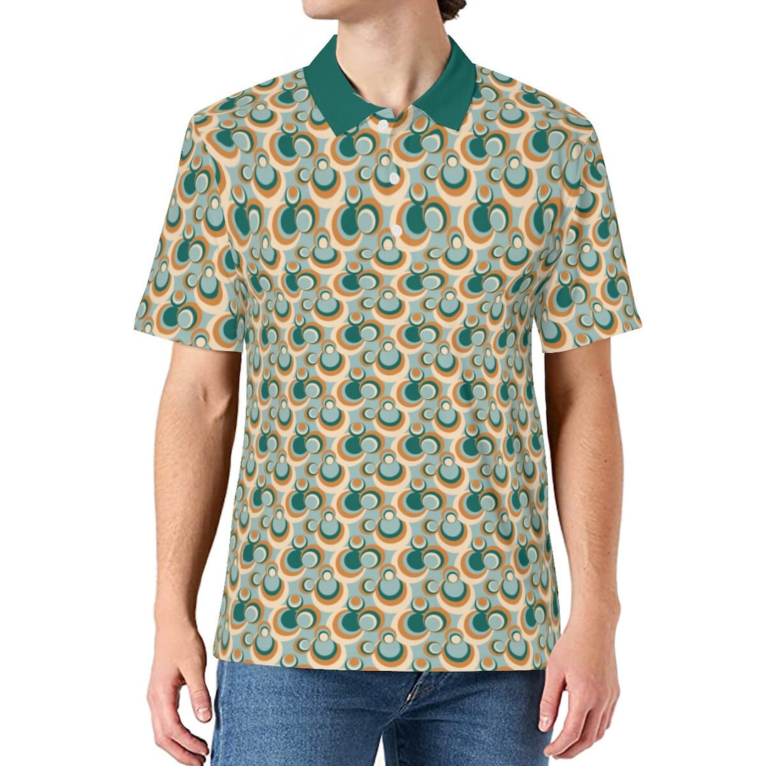 Polo Shirt Men, 60s 70s Style Shirt Men, Mid Century Mint Green Polo ...