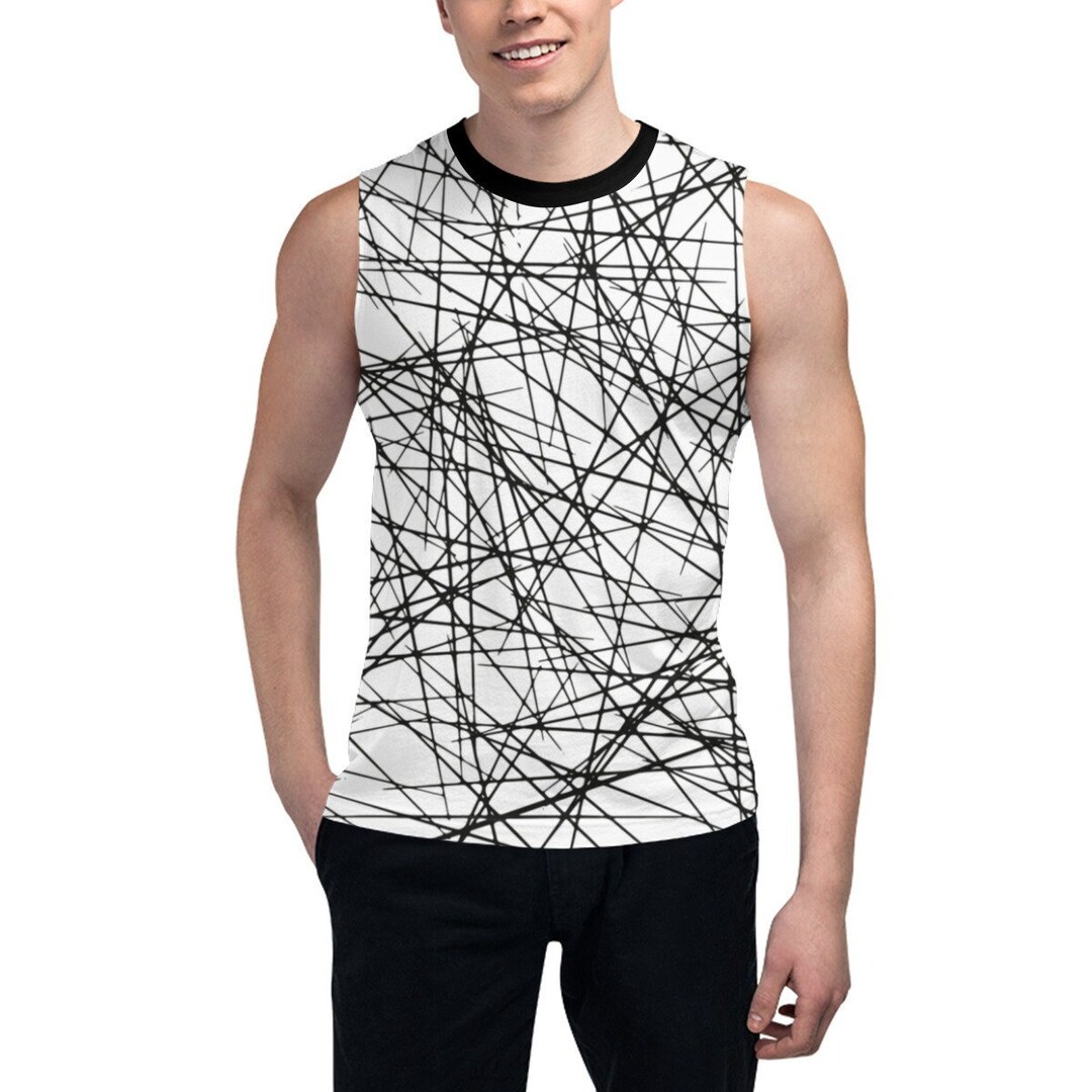 Tank Top, Abstract Black and White Stripe Top Men,tank Tops Men ...