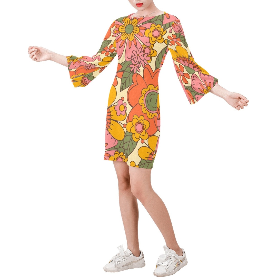 Mod Dress, 60s 70s Style Dress, Retro Dress, 60s Shift Dress, Floral ...