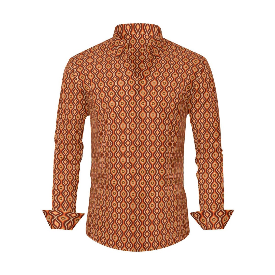 Vintage 70s Style Shirt, Retro Shirt Men, Hippie Shirt Men, Men's Brown ...