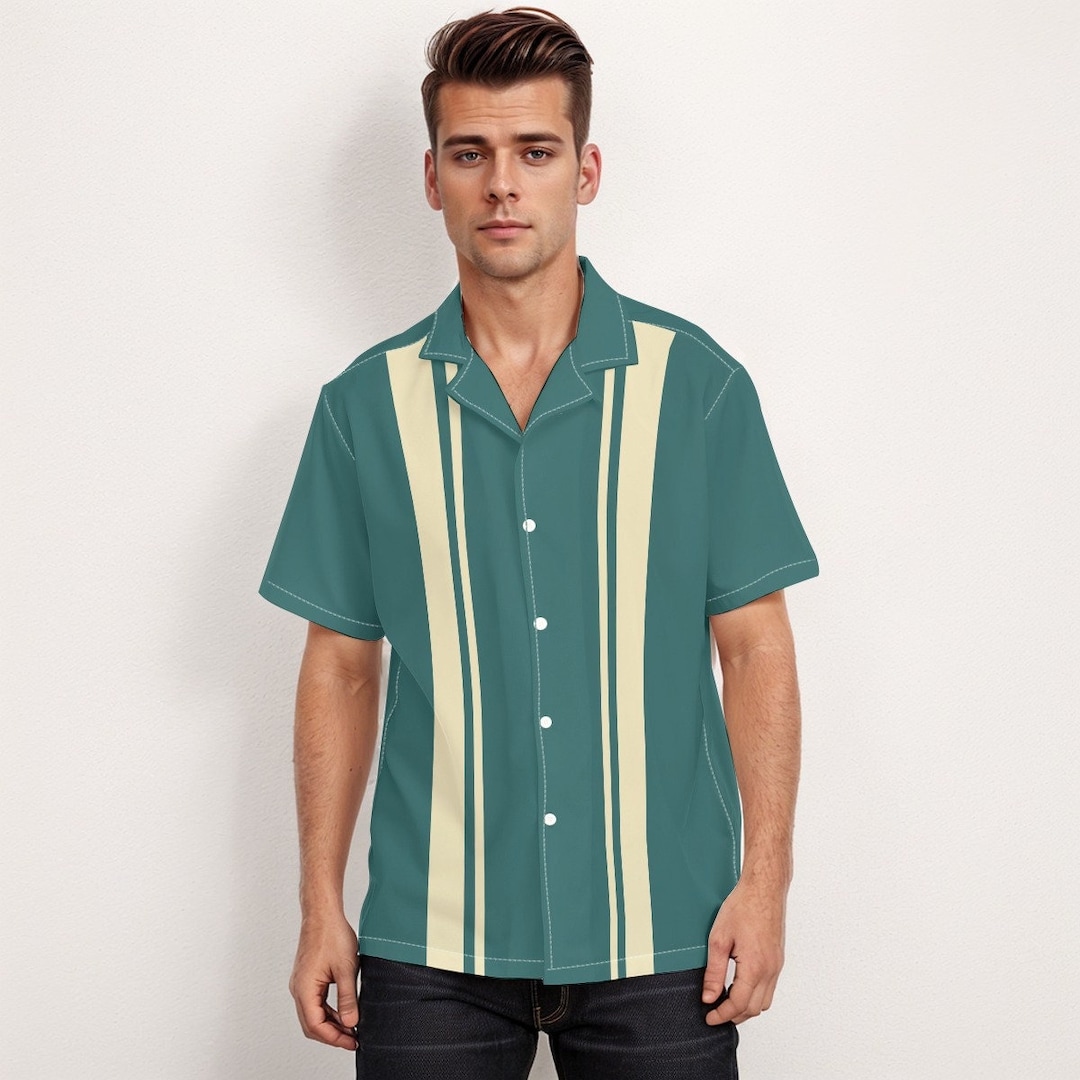 60s Shirt Style Men, 60s Style Top, Retro Shirt Men, Teal Shirt Men ...