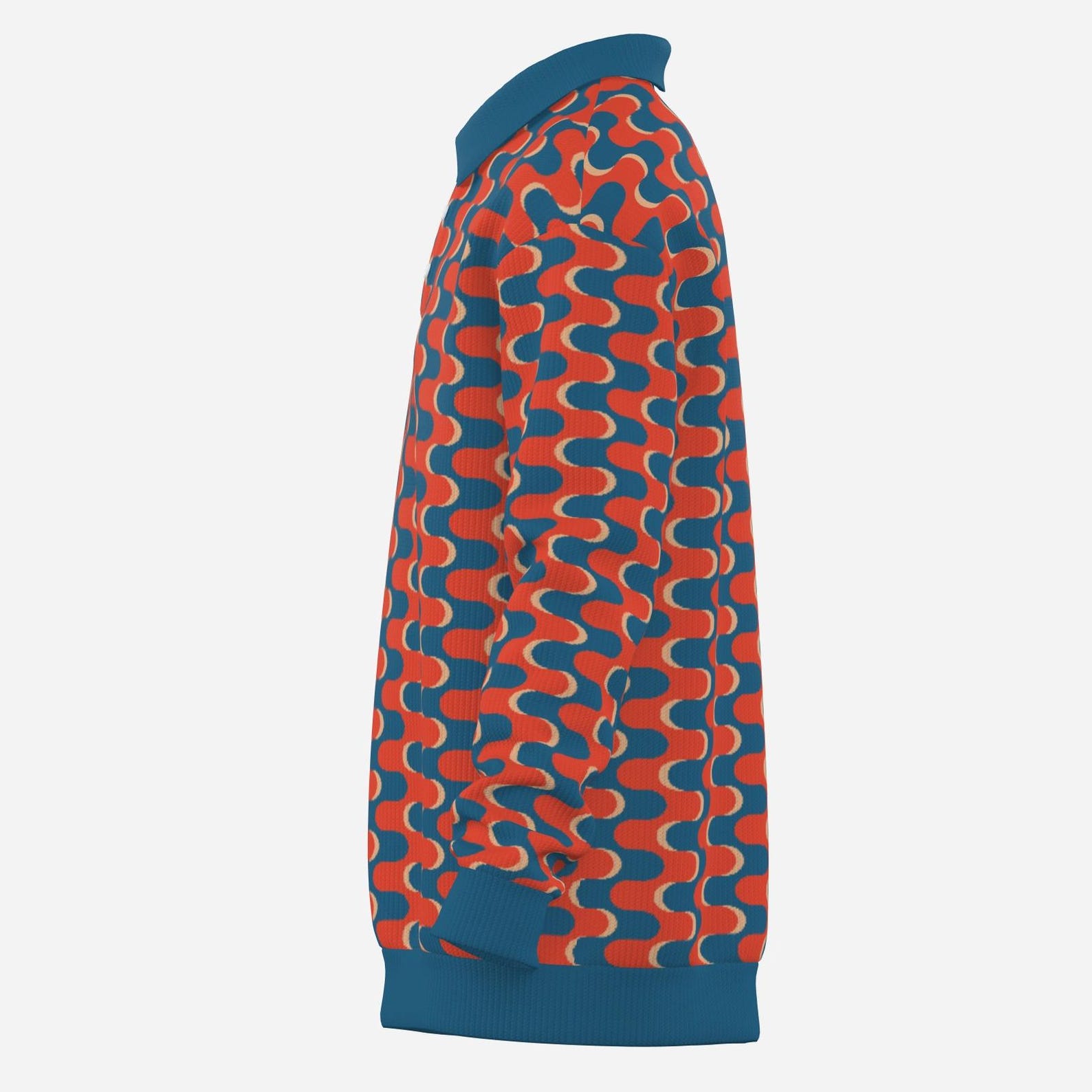 Men's 60s Mod Knit Polo | Retro Op Art Red & Blue Polo Shirt | Vintage ...