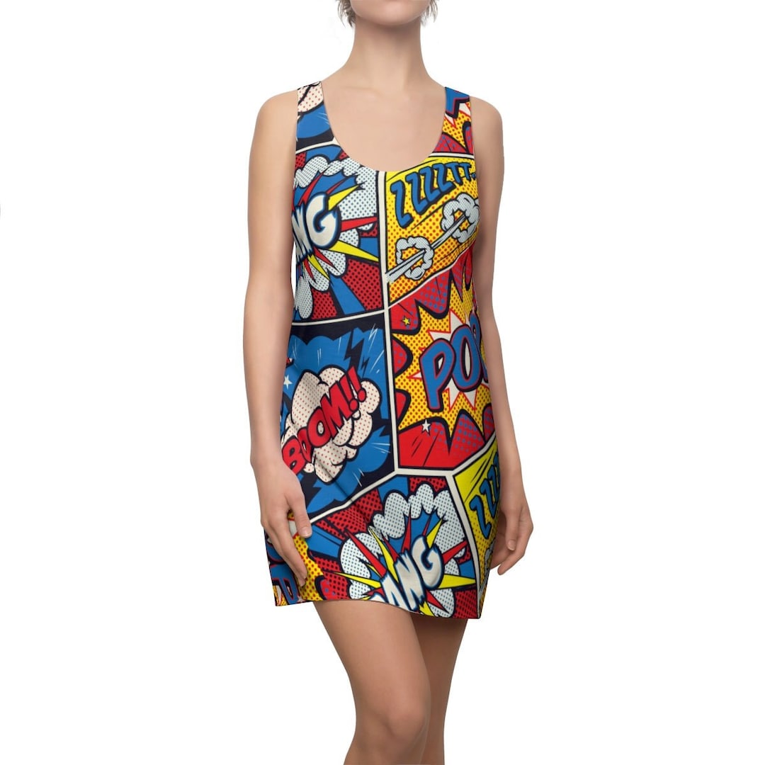 Pop Art Dress, Comic Strip Print Dress, Retro Comic Strip Dress, Retro ...