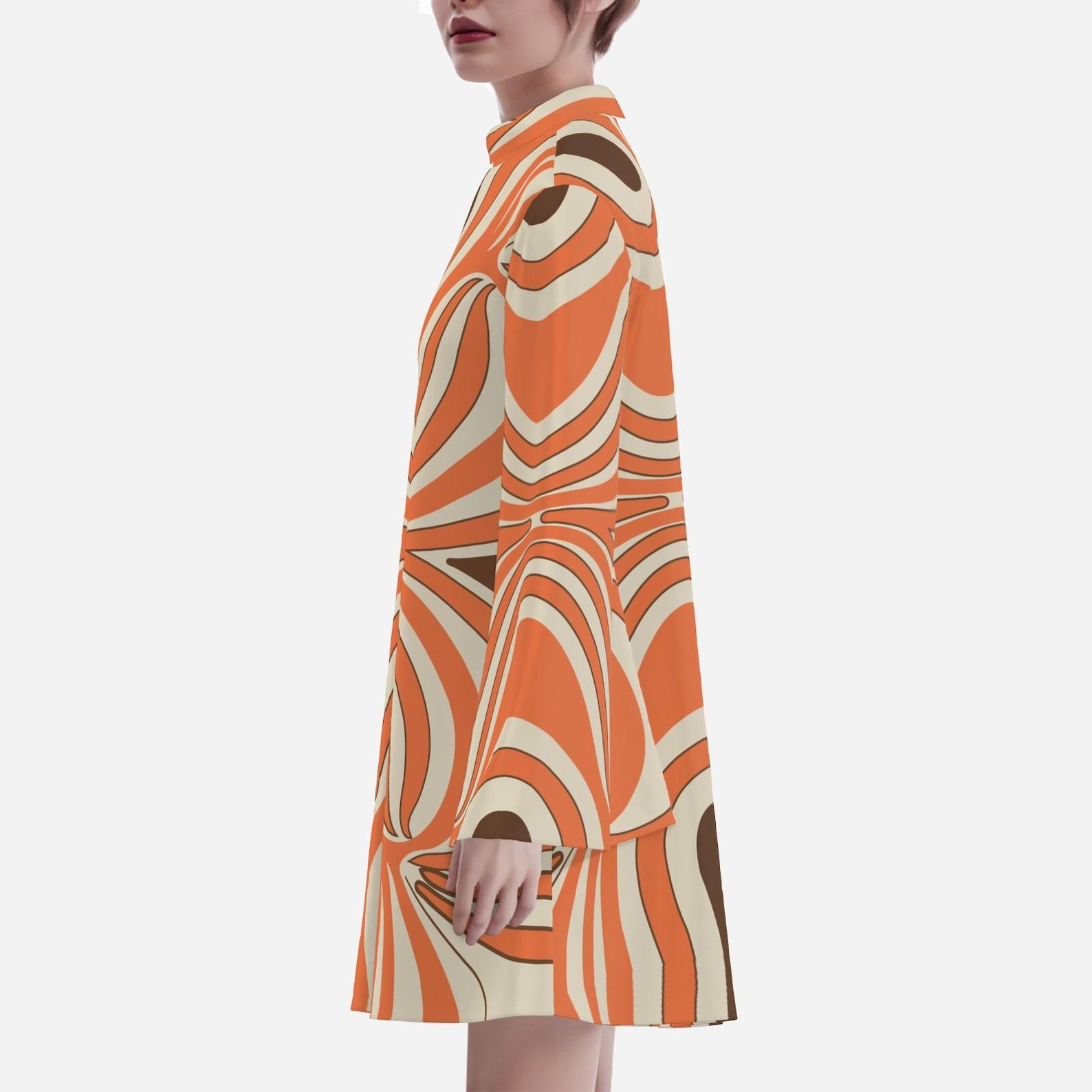 Groovy 70s Dress Style, 70s Style Dress, 70s Psychedelic Orange Bell ...