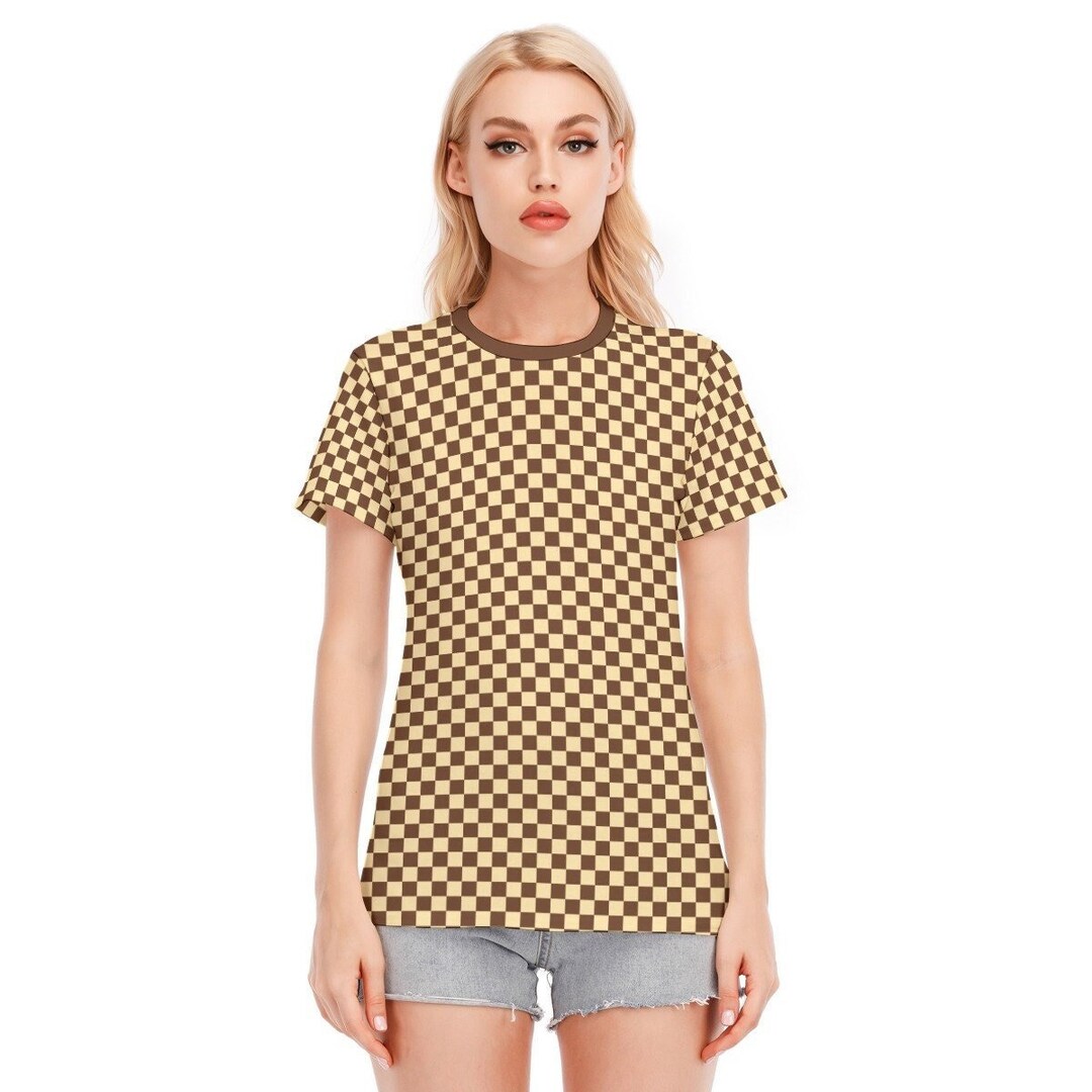 Brown Checker Tshirt, Retro Tshirt Women, 70s Inspired Top, 60s 70s ...