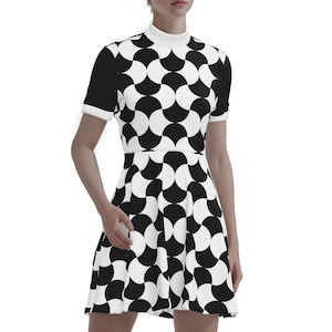 Mod Dress, 60s Dress Style, Black Mod Dress, Black and White Color ...