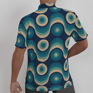 Retro Shirt Men, Retro Top Men, 60s Top Men, 60s Style Shirt, Blue ...
