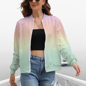 Women's Jacket, Ombre Jacket, Rainbow Jacket, Rainbow Print Jacket ...