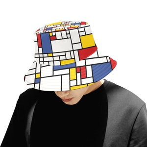 Bucket Hat, Mod Hat, 60s Style Hat, Unisex Hat, Mondrian Print Hat ...