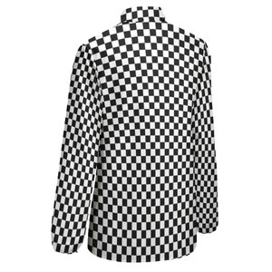 Checker Top Women, Checker Blouse, Black Checker Top, Semi Sheer Blouse ...