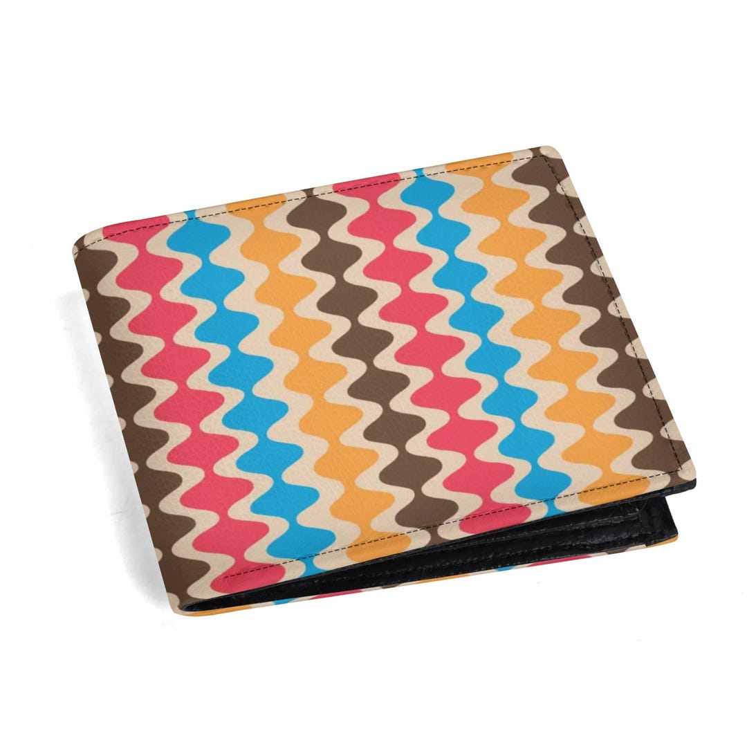 Groovy 70s Style Wallet Men, 70s Inspired Wallet, Orange Blue Stripe Wallet, Unique Wallet Men ...