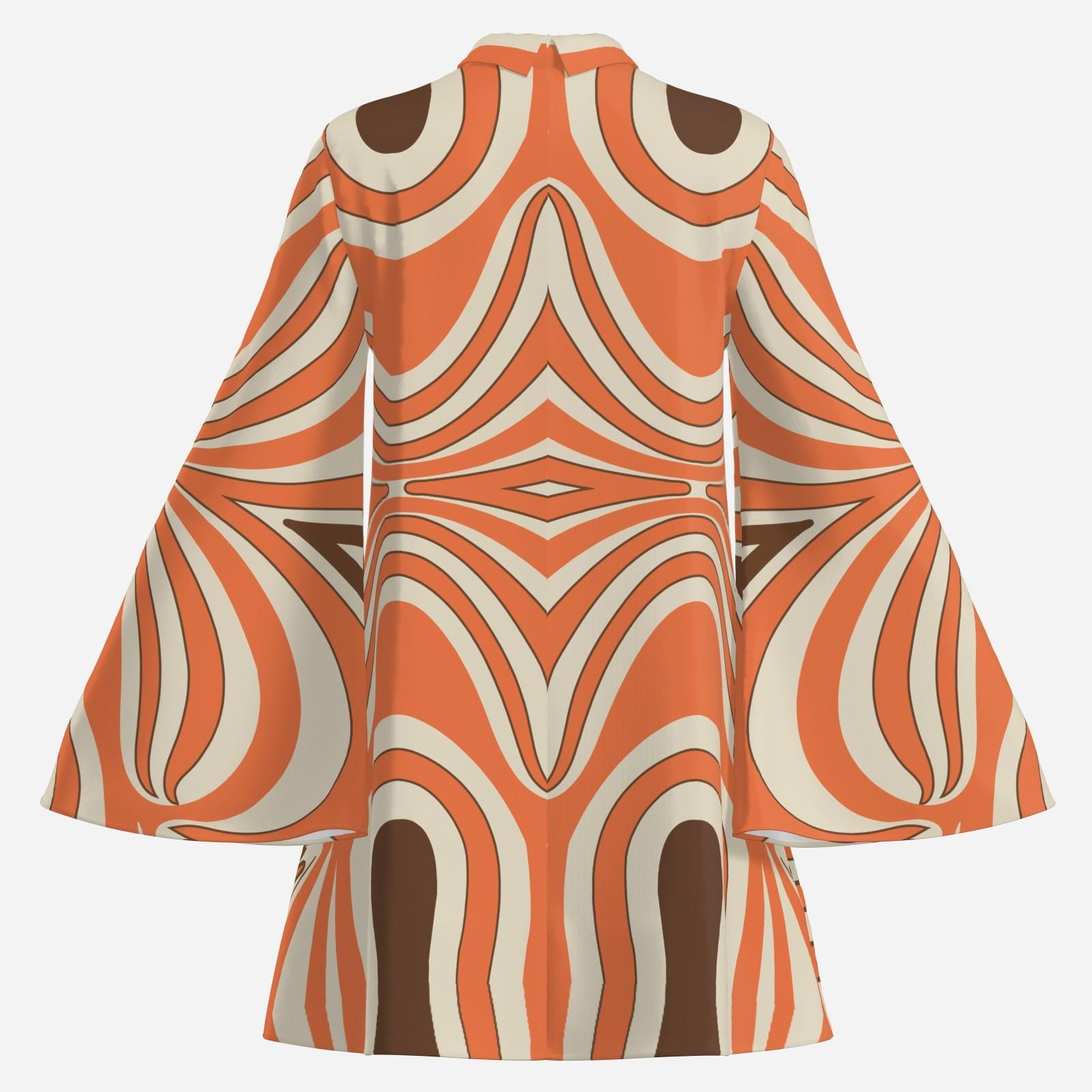 Groovy 70s Dress Style, 70s Style Dress, 70s Psychedelic Orange Bell ...