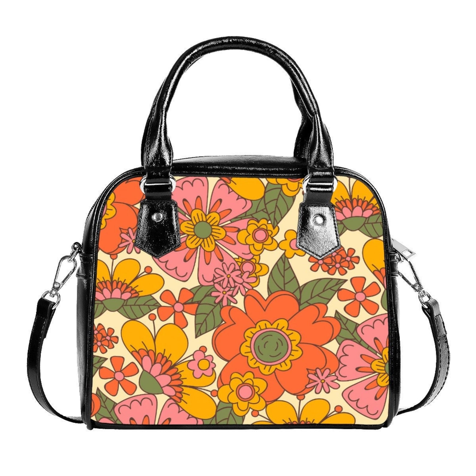 Retro Handbag, 70s Style Purse, 70s Style Handbag, Floral Handbag ...