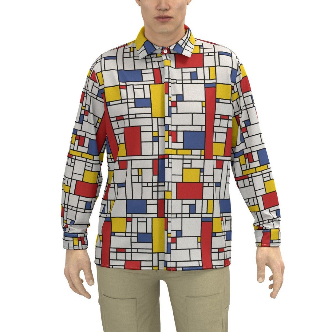 Cotton Shirt, Retro Shirt, Mod 60s Shirt, Mondrian Shirt, Men's Vintage ...