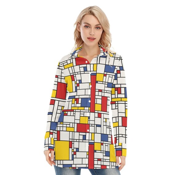 Retro Shirt Mondrian Shirt Mod Shirt Women's Tops Mod - Etsy