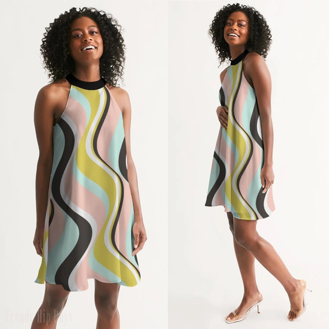 Retro Dress, 70s Style Dress, Hippie Dress, Halter Dress, Disco Dress ...