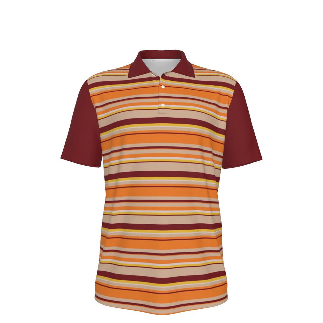 70s Style Polo Shirt Men, Men's UPF 50+ Sun Protection Shirt, UV Polo Shirts for Men, Orange ...