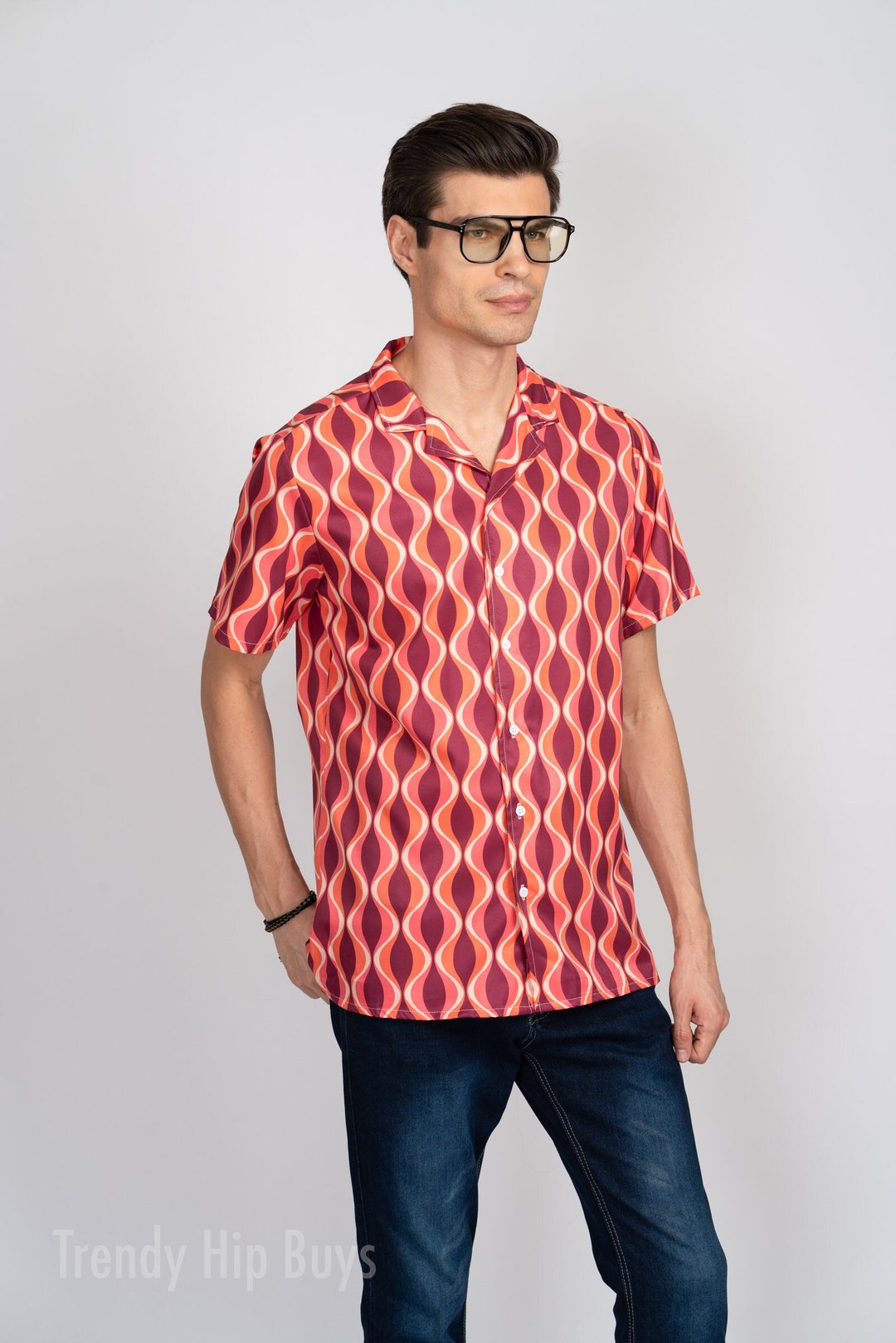 Retro Shirt Men, Retro Top, Mid Century Style Top, Mod 60s Style Shirt ...