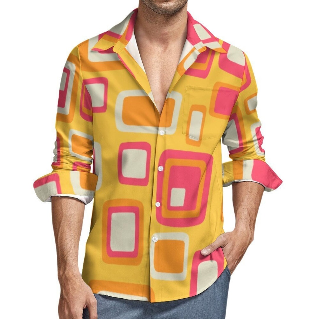 Vintage 70s Style Shirt Retro Shirt Men Hippie Shirt Men - Etsy