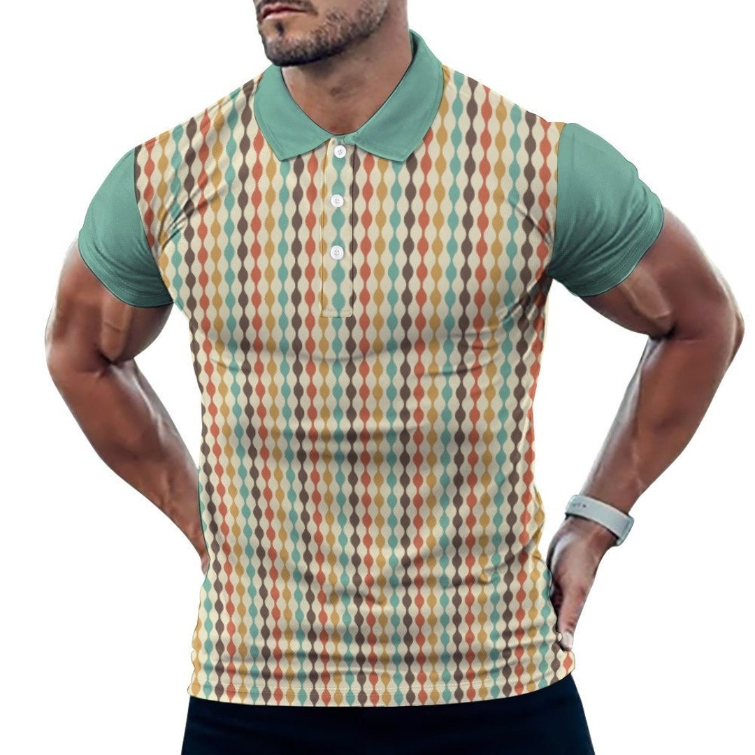 Polo Shirt Men, Retro Shirt Men, 60s Style Top, Men's Polo, Multicolor ...