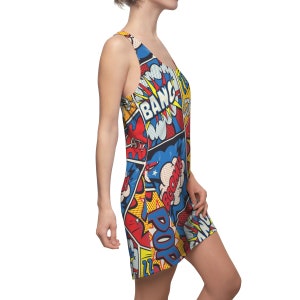 Pop Art Dress, Comic Strip Print Dress, Retro Comic Strip Dress, Retro ...