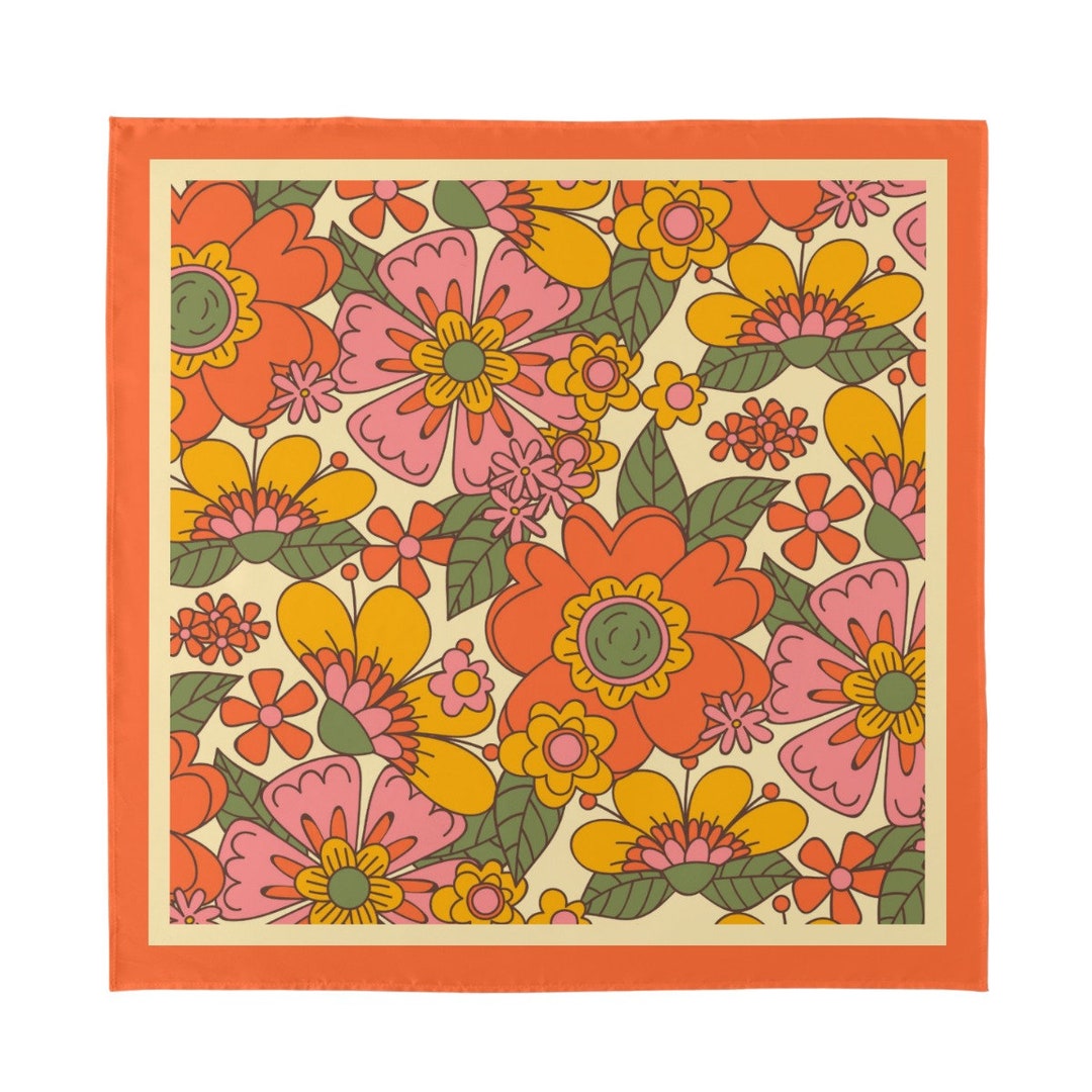 Large Square Scarf, Retro Scarf Women, Vintage Inspired Scarf, Boho ...