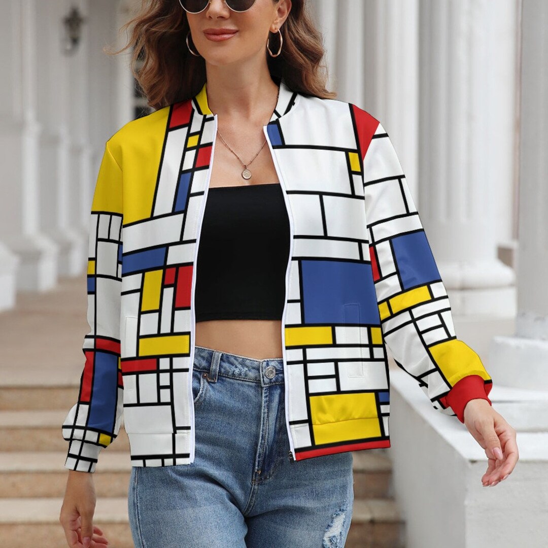 Women's Jacket, Retro Jacket, Mod Jacket, Mondrian Print Jacket, Women ...