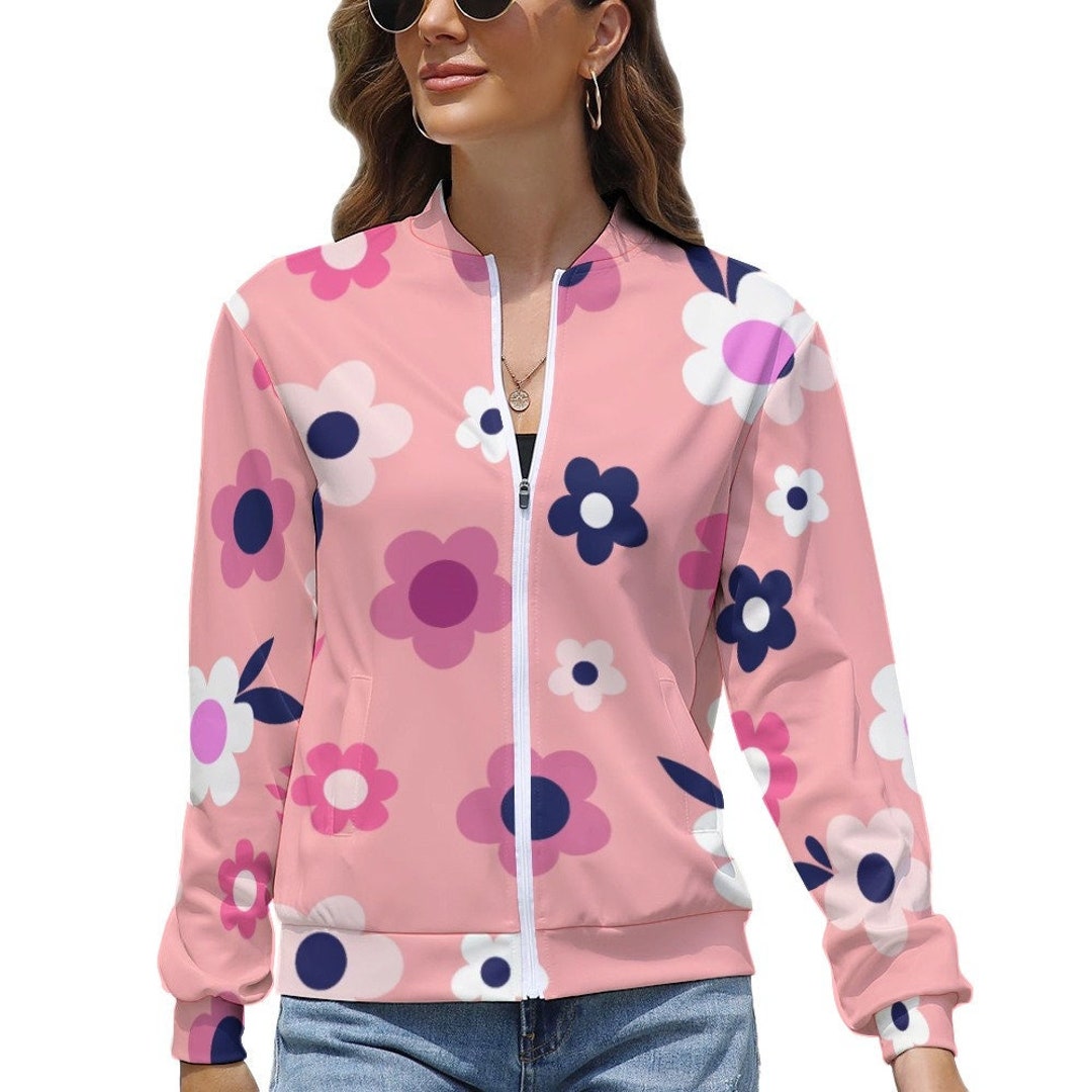 Women's Jacket, Retro Jacket, Mod 60s Style Jacket, Floral Jacket, Pink ...