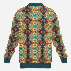 Men's 70s Inspired Floral Knit Polo | Vintage 70s Style Teal Polo Shirt ...