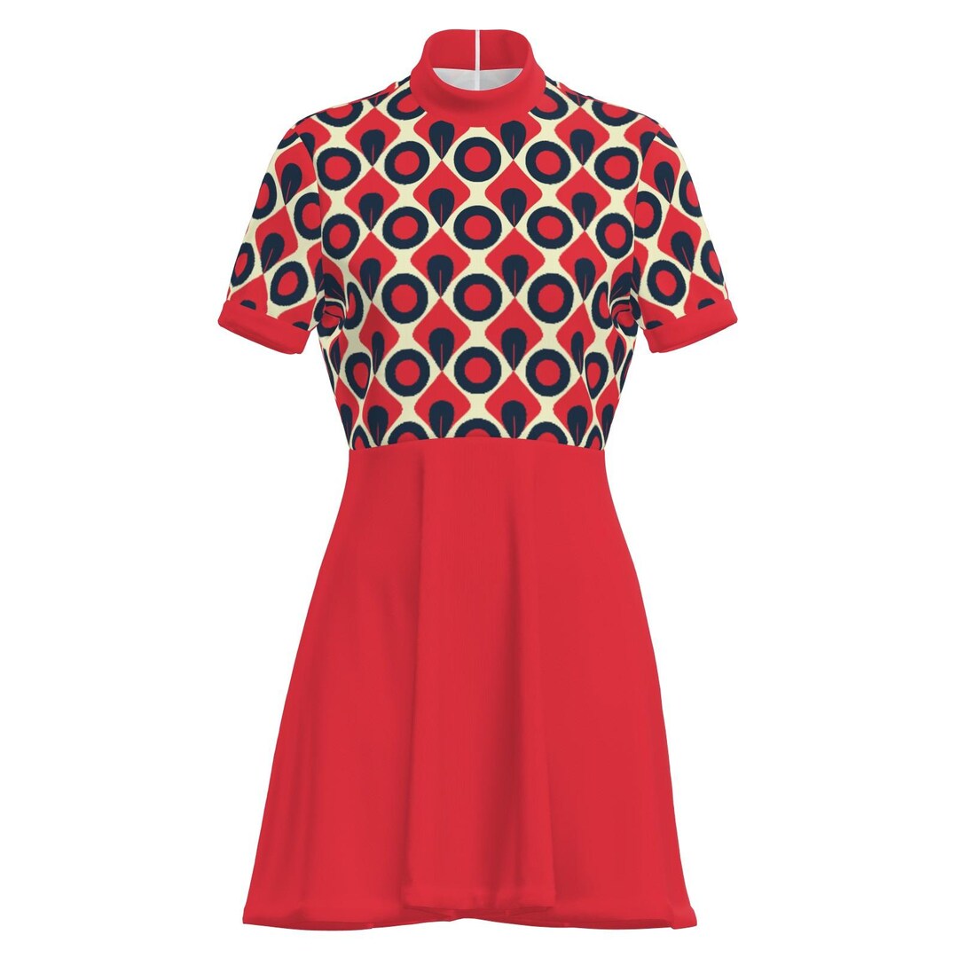 60s Dress Style, 60s Inspired Mod Dress | Blue Red Vintage 60s Mini ...