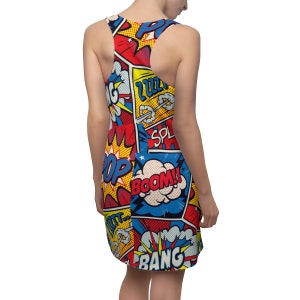 Pop Art Dress, Comic Strip Print Dress, Retro Comic Strip Dress, Retro ...