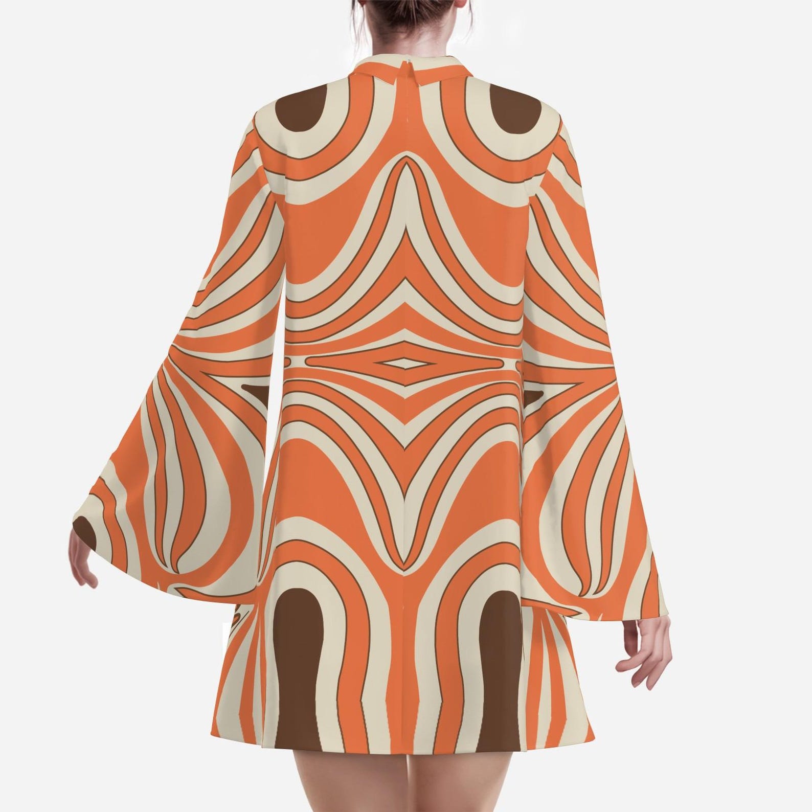 Groovy 70s Dress Style, 70s Style Dress, 70s Psychedelic Orange Bell ...