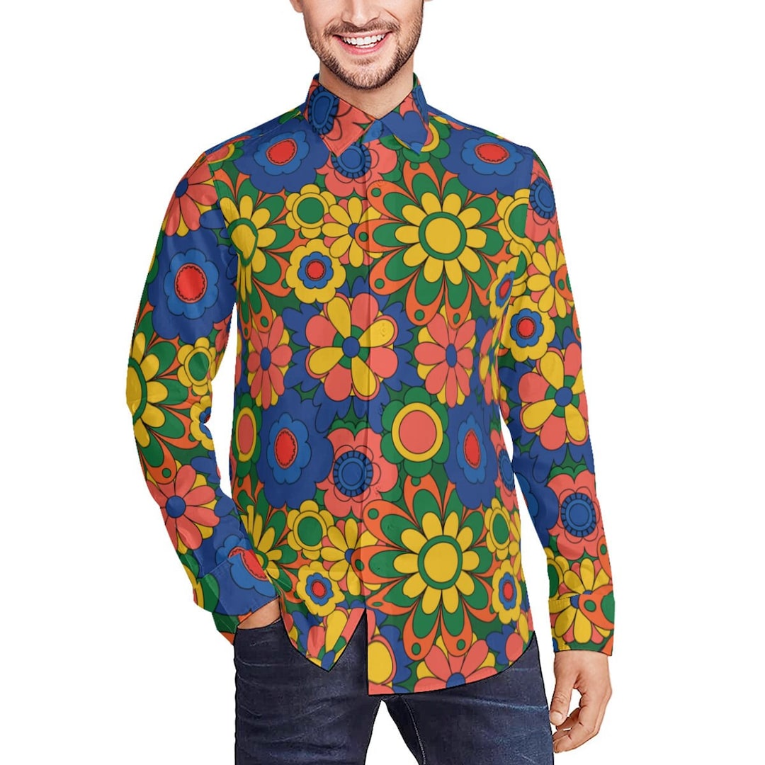 Vintage 70s Style Shirt, Retro Shirt Men, Hippie Shirt Men, Men's ...
